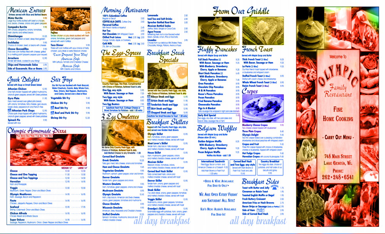 Olympic Family Restaurant Lake Geneva | Home of the Olympian Breakfast!